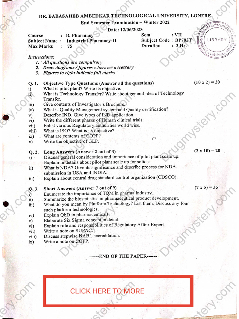 7th Sem Question Paper @dbatuun | PDF