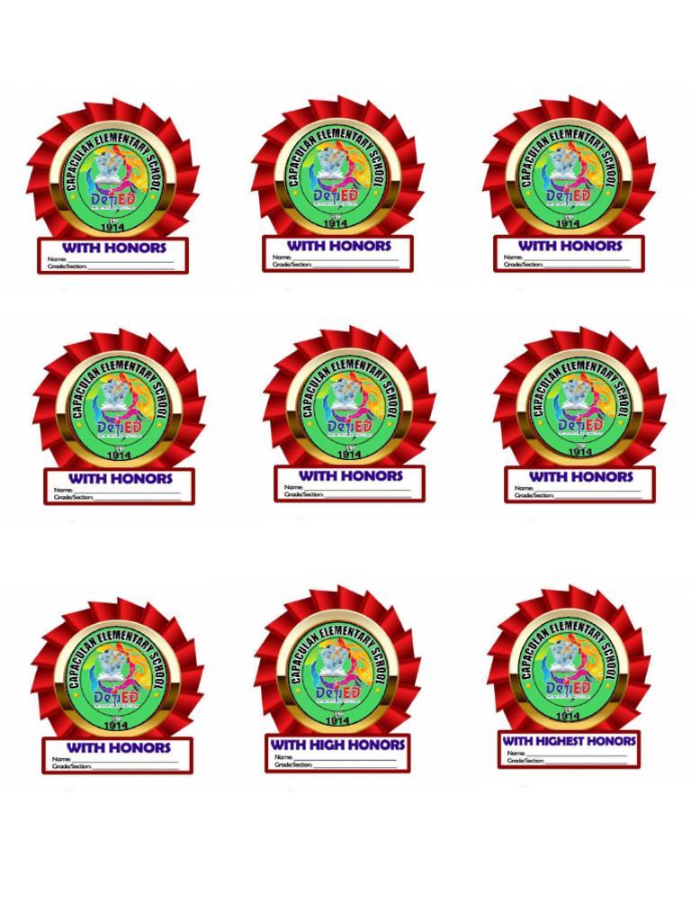 Ribbons For Honors Lower Grades | PDF