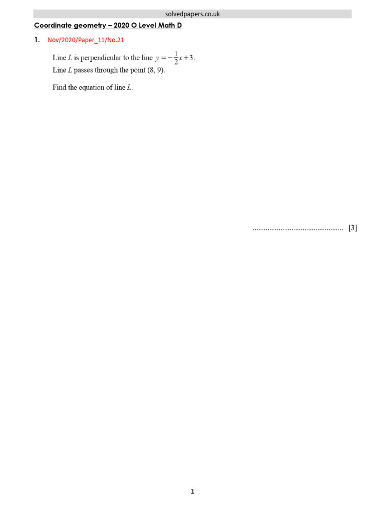 2020 Coordinate Geometry O Level 4024 | PDF