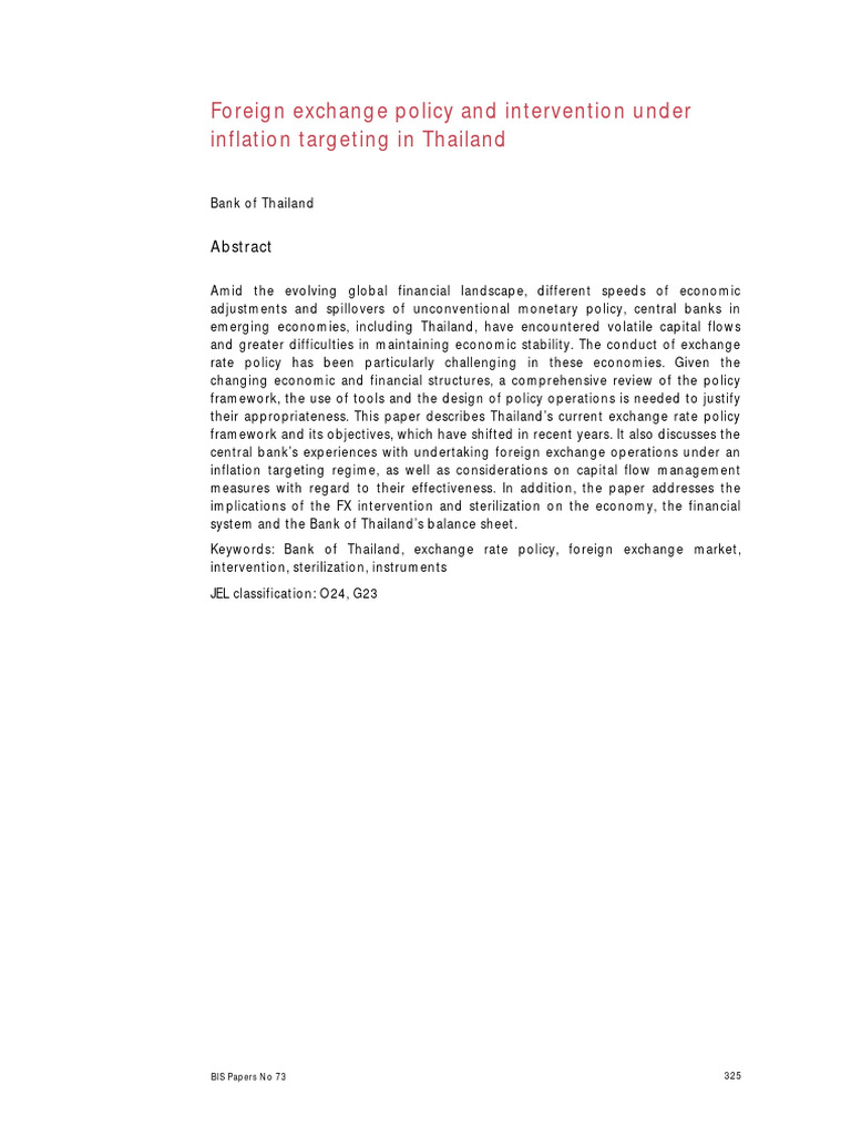 Foreign Exchange Policy and Intervention Under Inf | PDF | Foreign ...