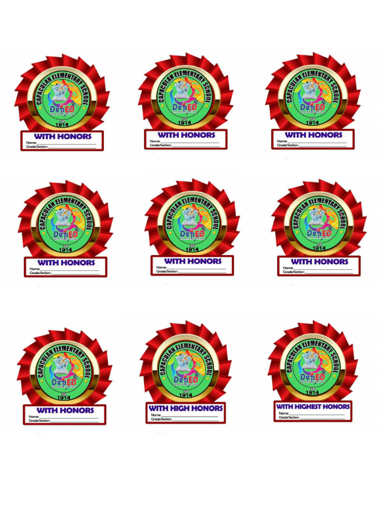 ribbons for honors lower grades | PDF