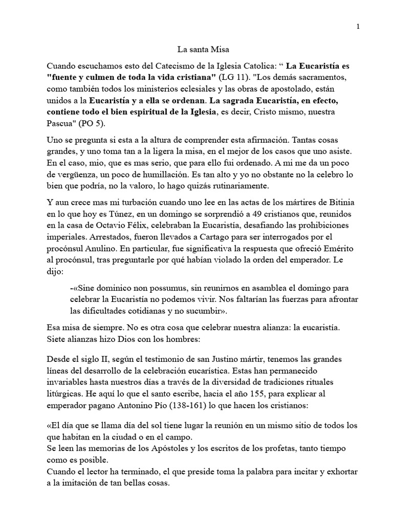 La Santa Misa 1 | PDF | eucaristía | Credo