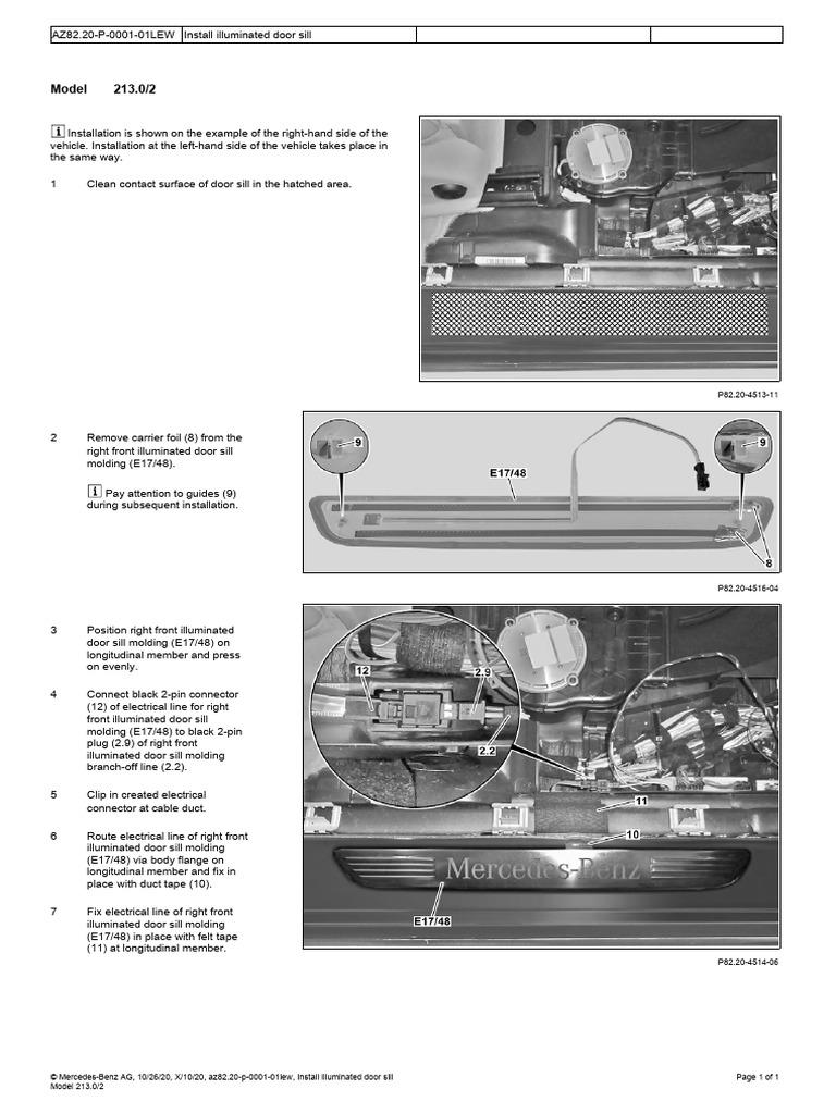 w213 Install Illuminated Door Sill | PDF | Science & Mathematics