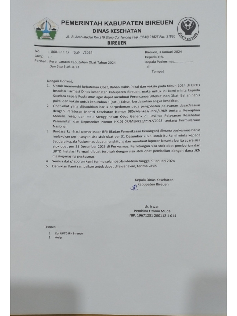 RKO Dan Sisa Stok Obat | PDF