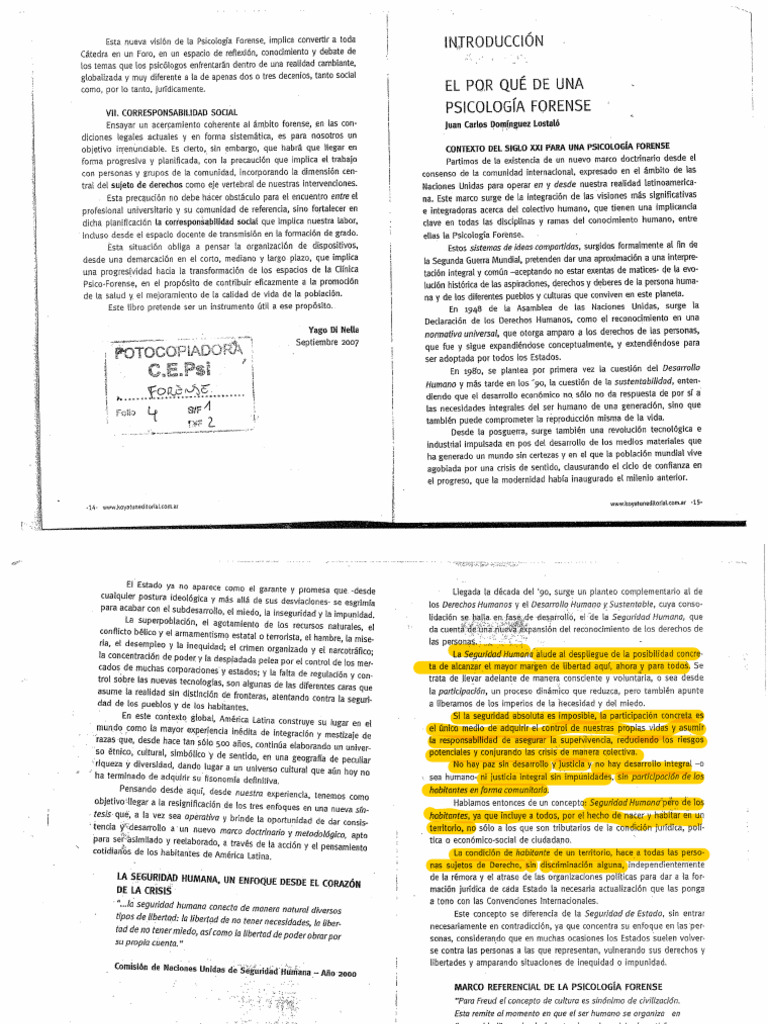DOMÍNGUEZ LOSTALÓ (2008) El Por Qué de Una Psicología Forense (PP 15-22 ...