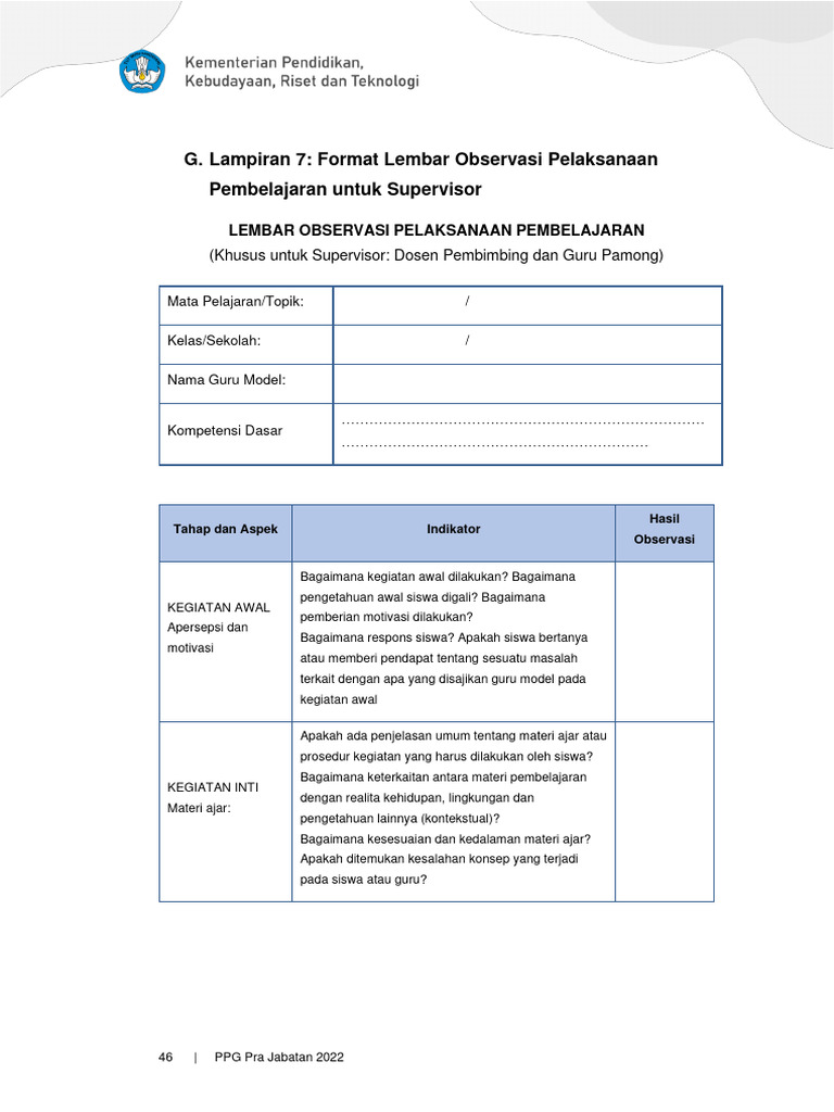 form penilaian lengkap ppl | PDF