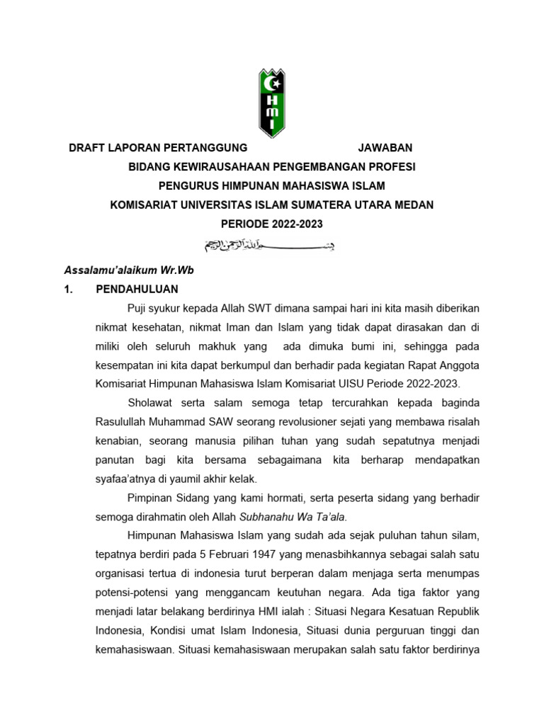 LPJ BIDANG KPP HmI KOMISARIAT UISU MEDAN 2022-2023 | PDF