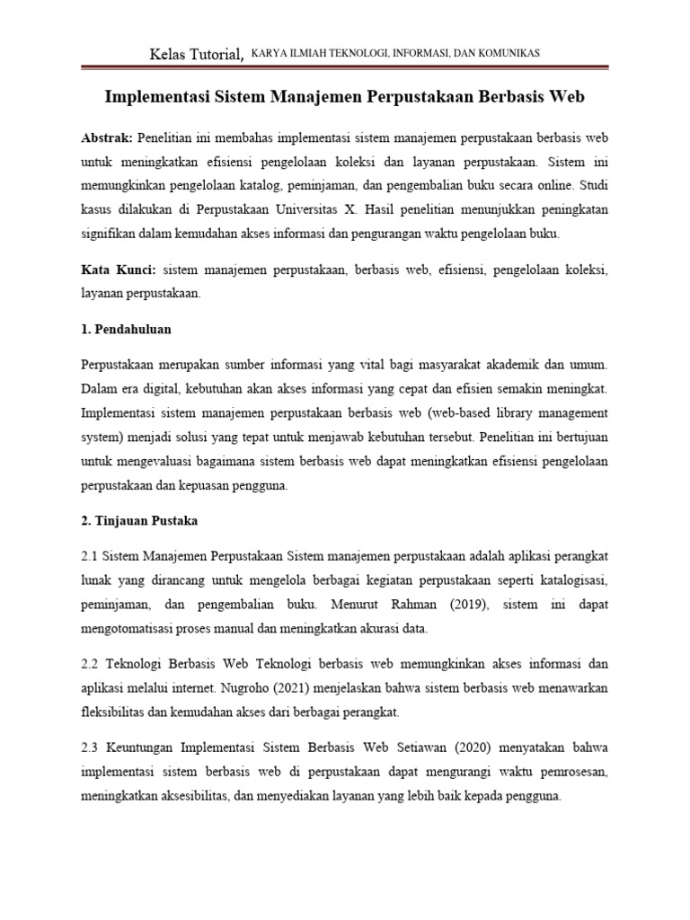 Kelas Tutorial 1 - Implementasi Sistem Manajemen Perpustakaan Berbasis ... Kelas Tutorial 1 - Implementasi Sistem Manajemen Perpustakaan Berbasis ...
