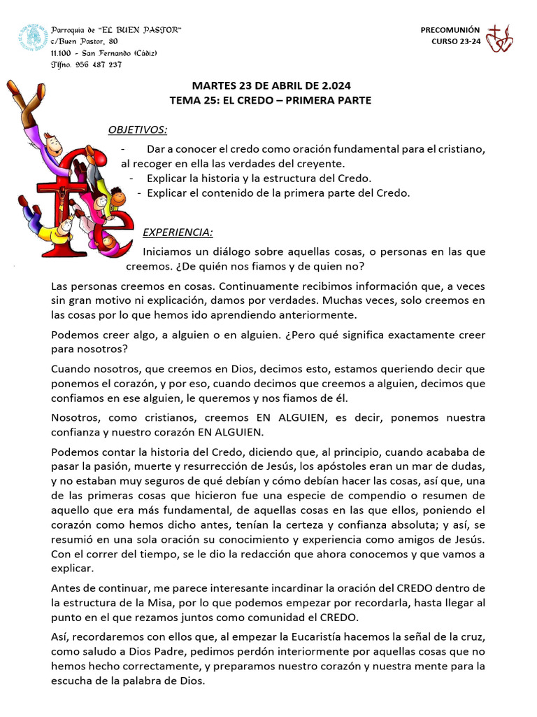 24.04.23 - Tema 25 - El Credo - Primera Parte - Tema | PDF | Jesús | Cristo (título)