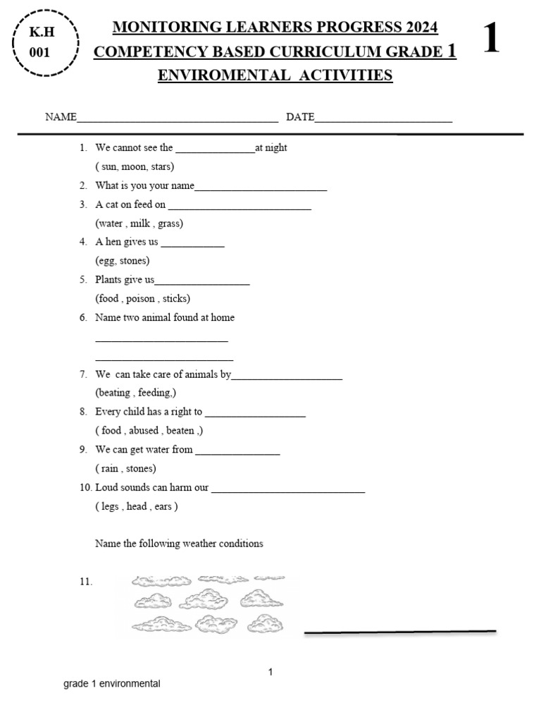 Grade 1 Environmental Activities FN | PDF