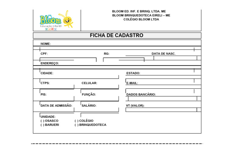 1. Modelo de Ficha de Cadastro Individual | PDF 1. Modelo de Ficha de Cadastro Individual | PDF