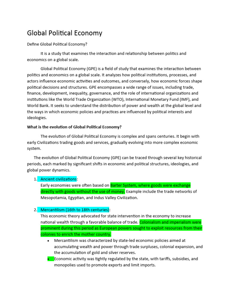 Global Political Economy (Mids) - 1 | PDF | Marxism | Mercantilism