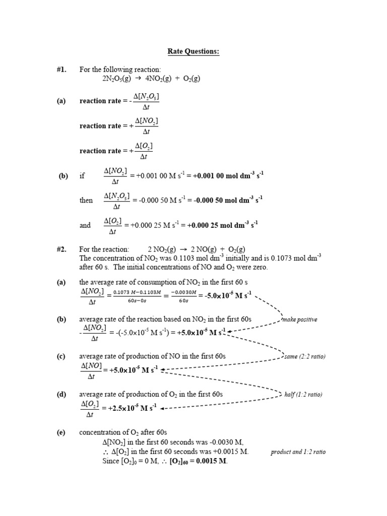 2.083 Answers - Reactions Rates | PDF | Ammonia | Chemistry