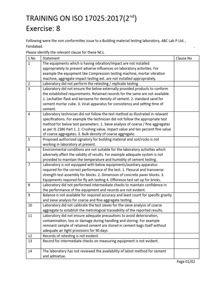 3.3 - 11 - 8 - Excercise - TRAINING ON ISO 17025 | PDF | Laboratories ...
