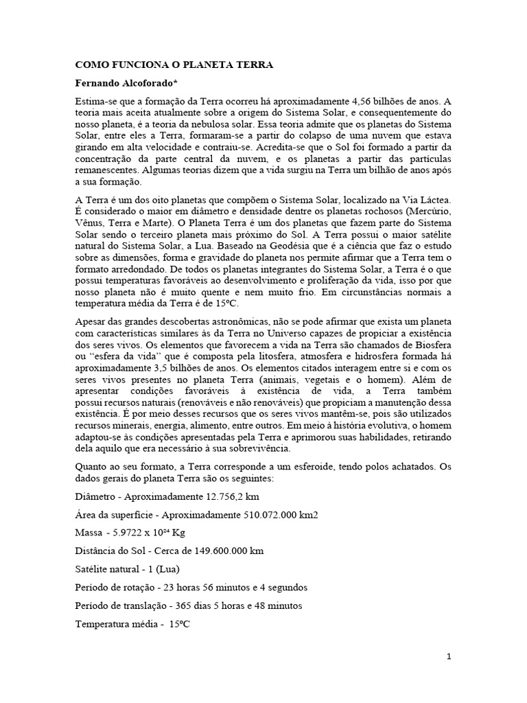 Funcionamento e Estrutura da Terra | PDF | Terra | Planetas