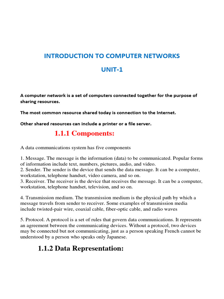 CN UNIT-1 | Download Free PDF | Computer Network | Osi Model