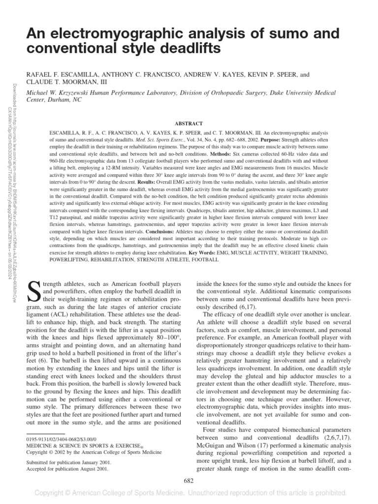 An Electromyographic Analysis of Sumo And.19 | PDF | Human Anatomy ...