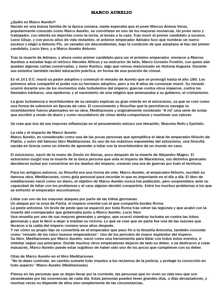 Marco Aurelio | PDF | Marco Aurelio | Estoicismo