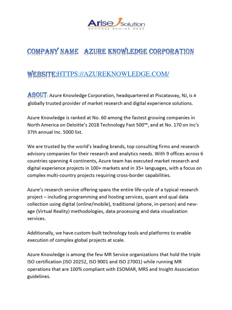 Azure Corporation PVT LTD | PDF | Marketing Research | Data