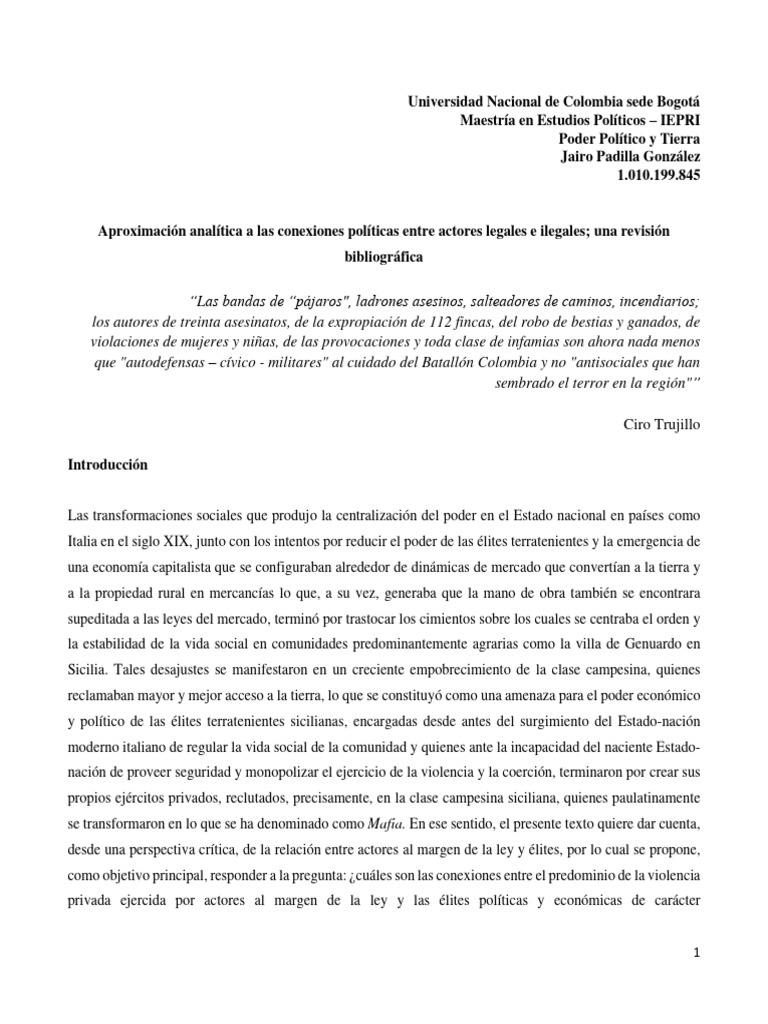 Jairo Padilla González - Trabajo Final | PDF | Estado (política) | Mafia