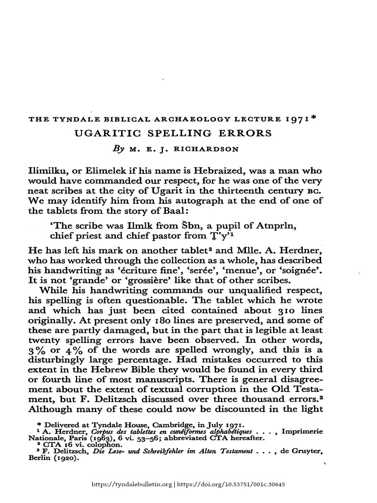 Ugaritic Spelling Errors | PDF | Textual Criticism | Bible