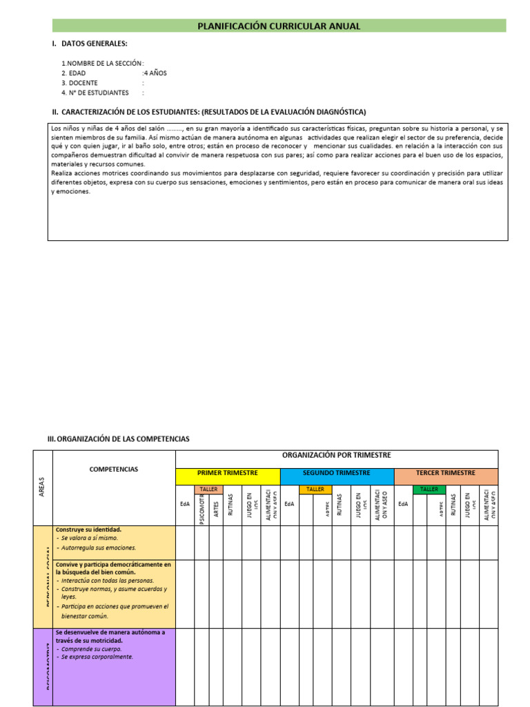 Pca Reajuste Ok | PDF | Las emociones | Educación de la primera infancia