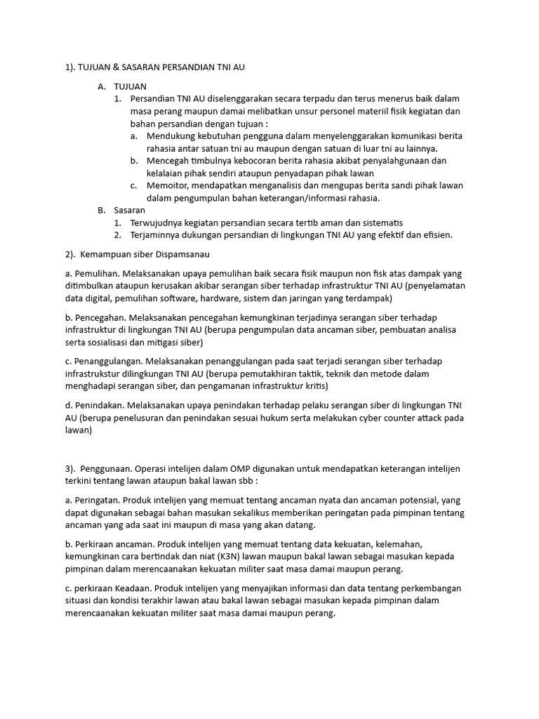 Persandian dan Intelijen TNI AU | PDF