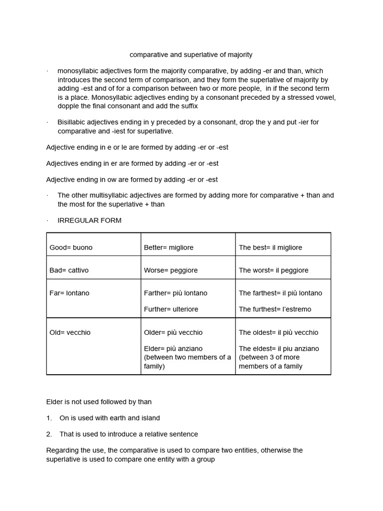 Comparative and Superlative of Majority | PDF | Noun | Plural