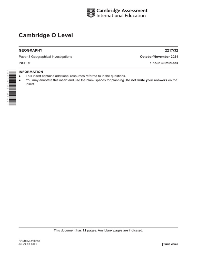 Cambridge O Level: GEOGRAPHY 2217/32 | PDF