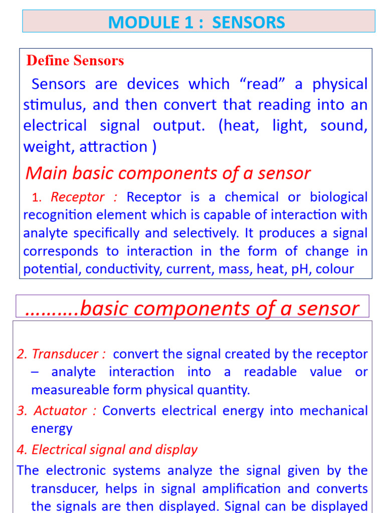 Module-1 Sensors | Download Free PDF | Sensor | Electrochemistry