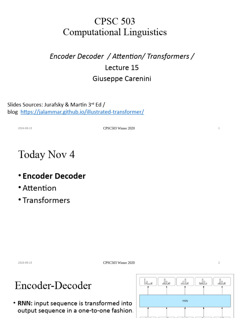 15 - NEW 2020 ATTENTION ENC DEC TRANSFORMERS Lect15 | PDF | Computational Neuroscience | Machine ...