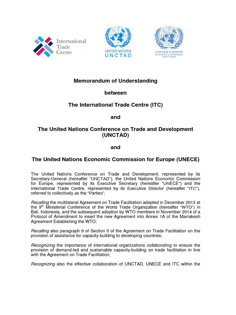 MOU for Trade Facilitation Support | PDF | World Trade Organization ...