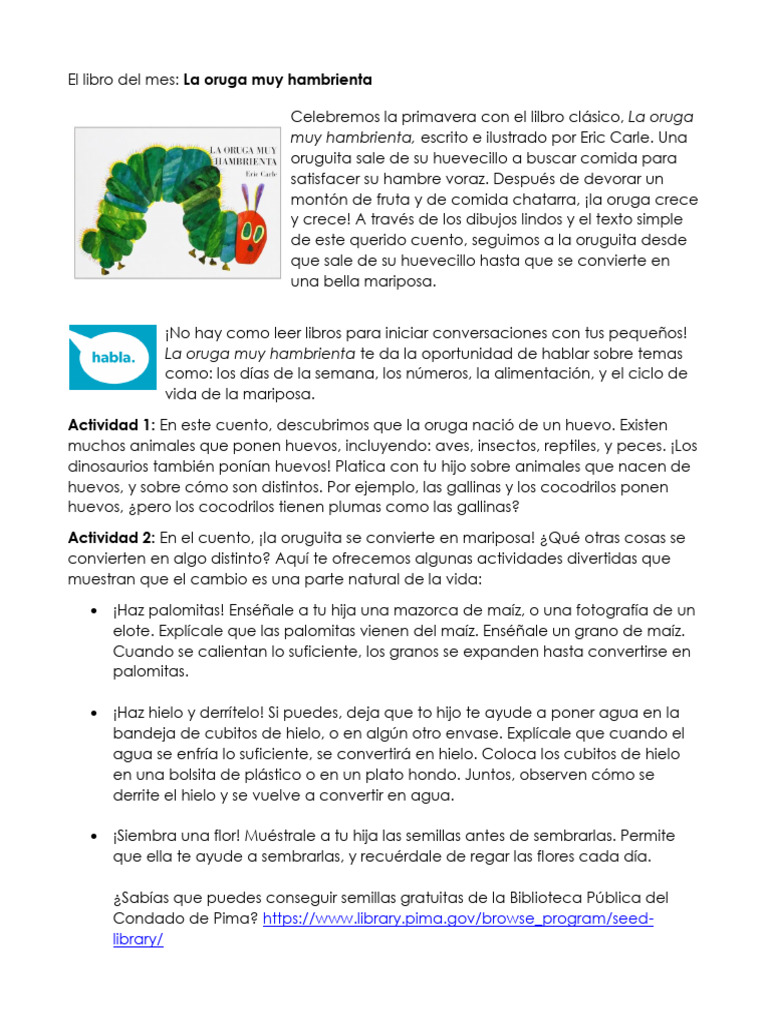Marzo La Oruga Muy Hambrienta | PDF