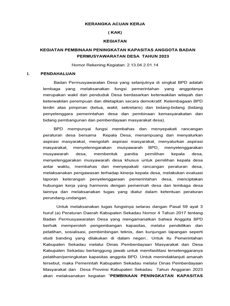 Kak BPD 2023 | PDF | Pengelolaan Keuangan & Uang