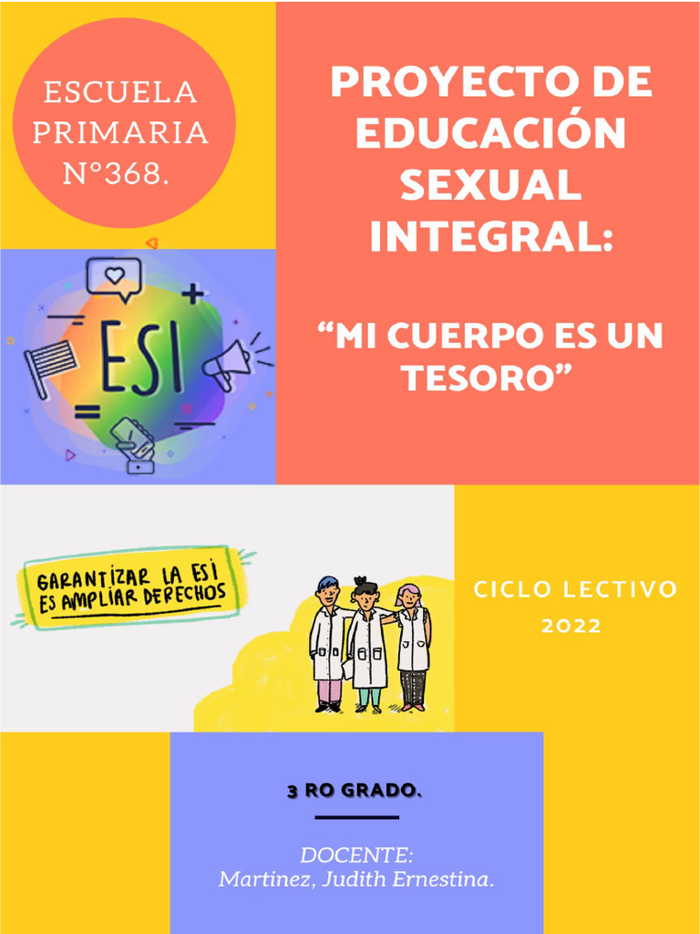 3ro Grado-Escuela N°368 - Proyecto de ESI . | PDF | Educación sexual | Maestros