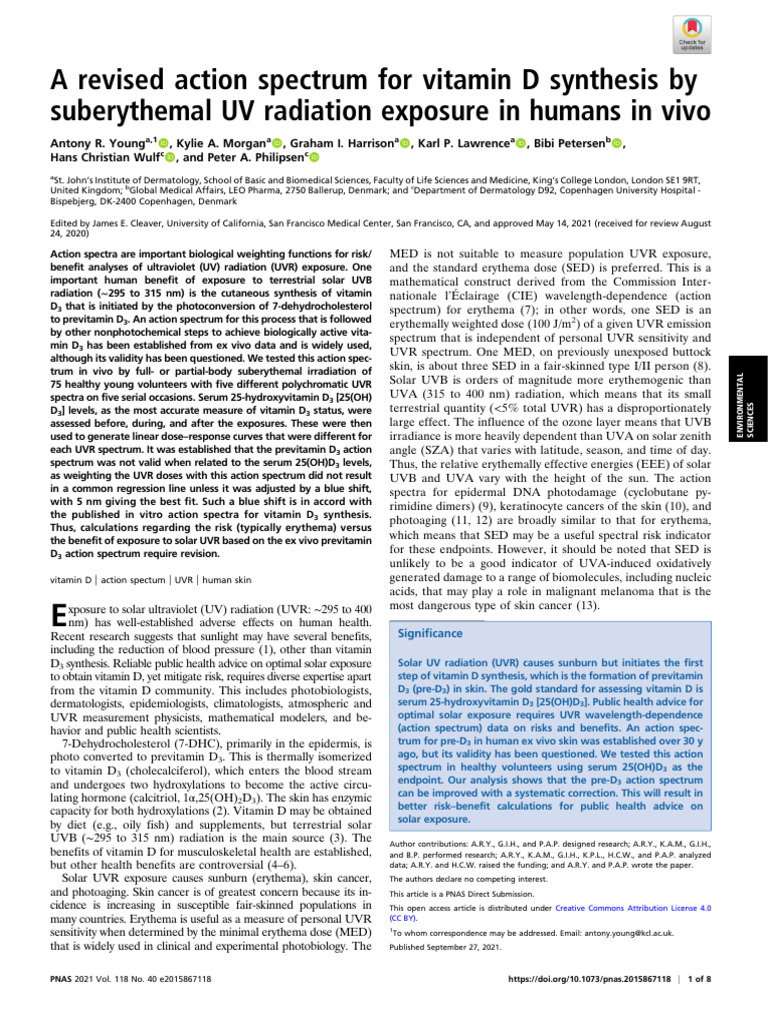 Revised Action Spectrum for Vitamin D Synthesis | PDF | Ultraviolet ...