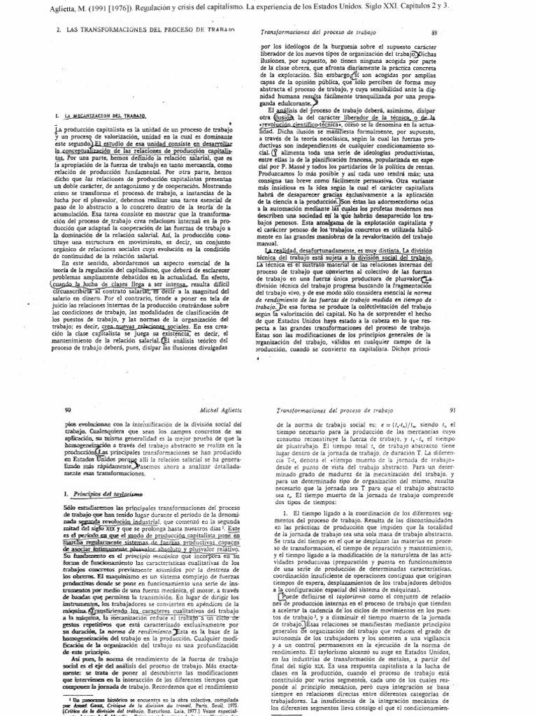 AGLIETTA - Regulacion y Crisis - Cap. 2 y 3 | PDF