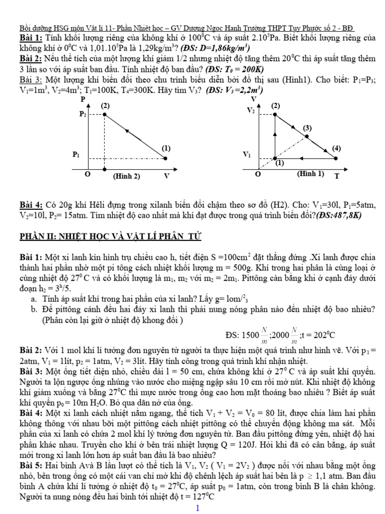 Vat Ly 1 - 14 Bai Tap Nhiet | PDF
