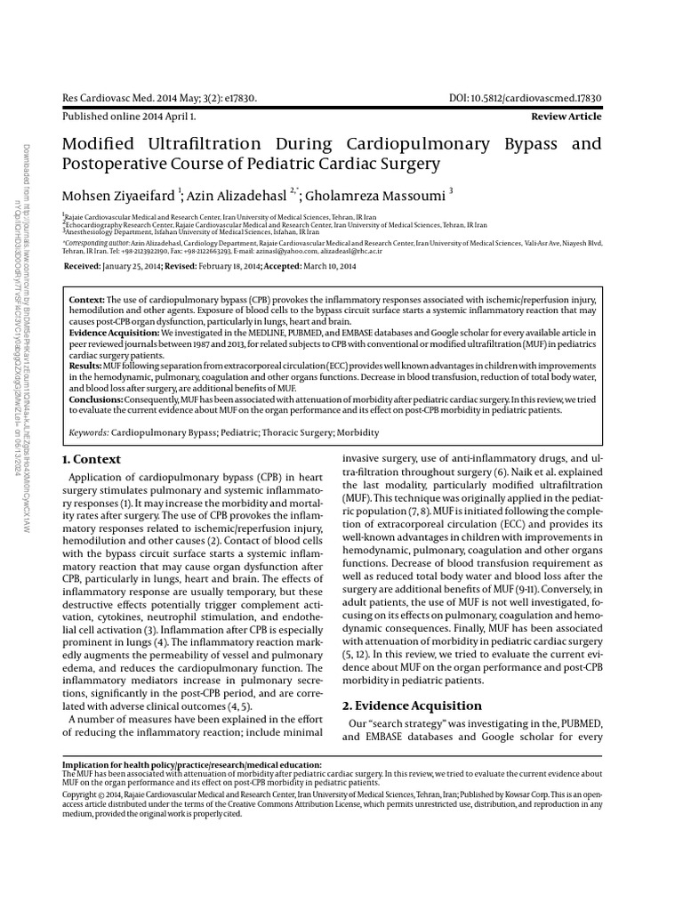 1.Modified ultrafiltration during cardiopulmonary bypass and ...