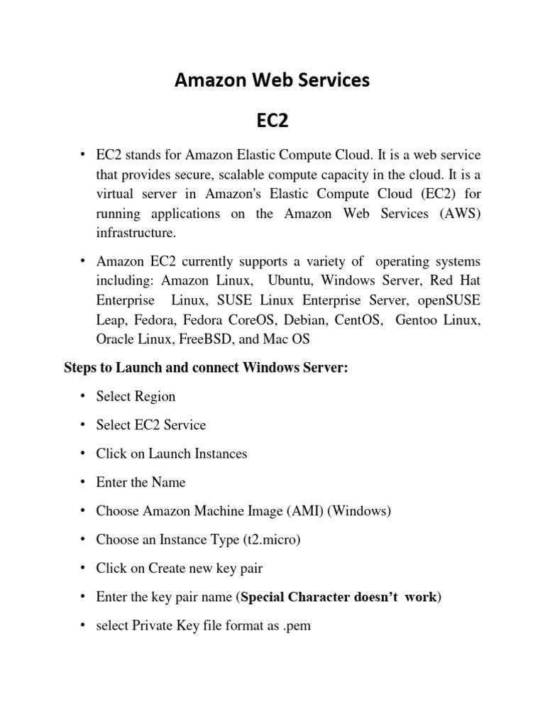 AWS EC2 - Windows Server | PDF | Business | Technology & Engineering