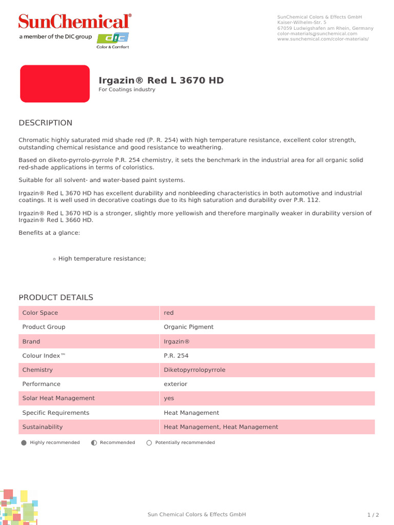 Irgazin Red L 3670 HD | PDF | Sun | Color