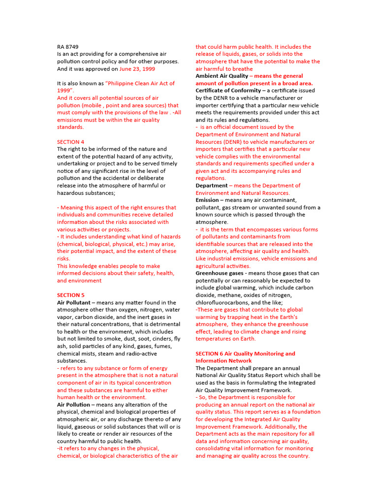 RA-8749 | Download Free PDF | Air Pollution | Greenhouse Gas
