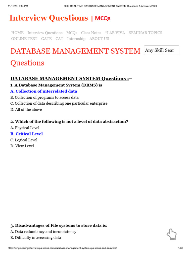 300 Real Time Database Management System Questions And Answers 2023