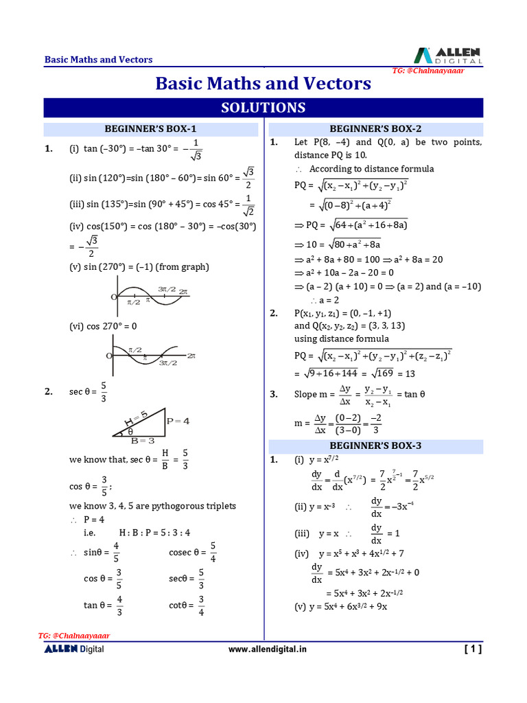 Basic Maths & Vector (BB Sol) | PDF | Elementary Mathematics | Triangle Geometry