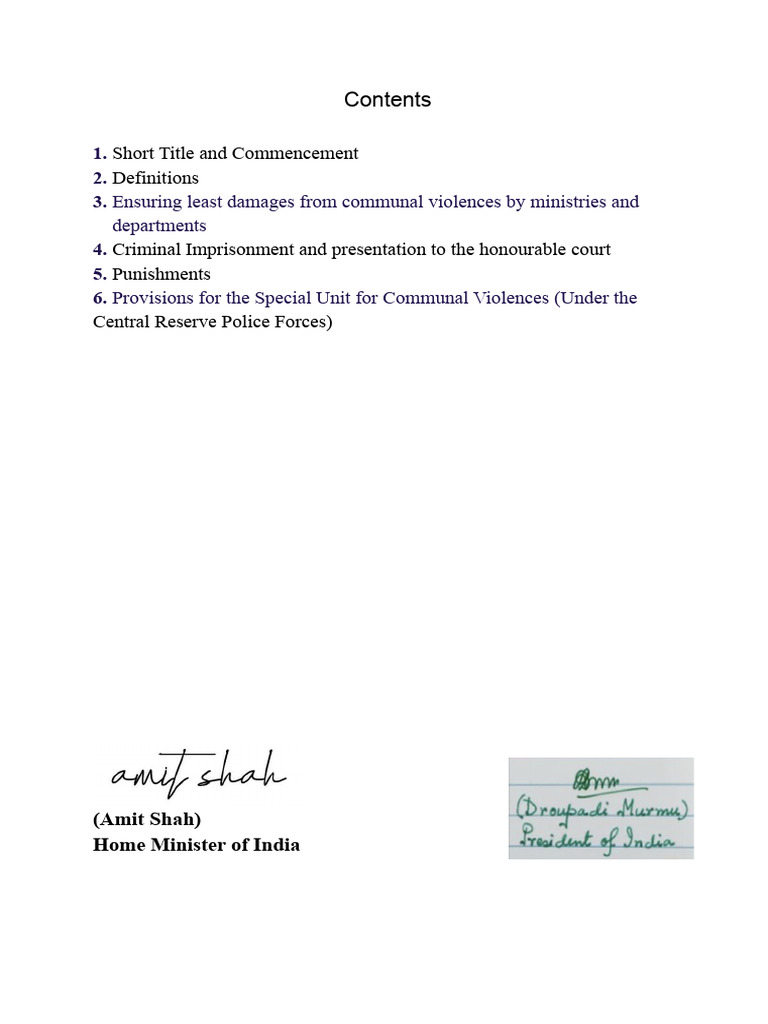 Communal Violence and Riots Bill 2024 | PDF | Violence | The Honourable