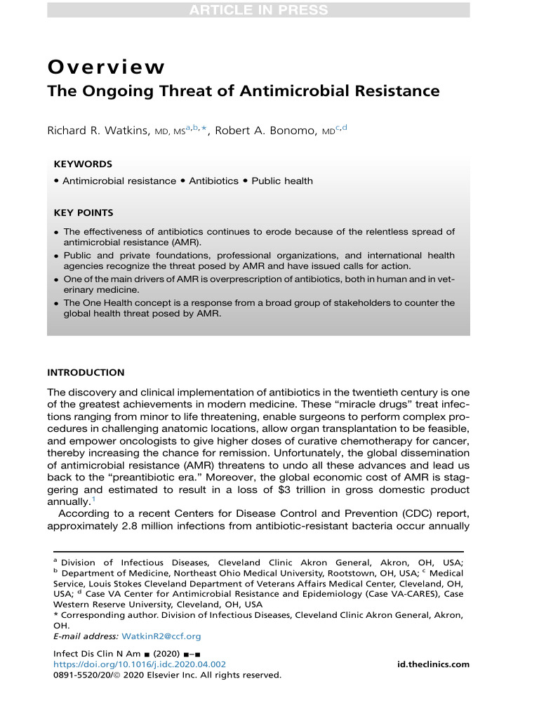 Overview The Ongoing Threat of Antimicrobial Resistance | PDF ...