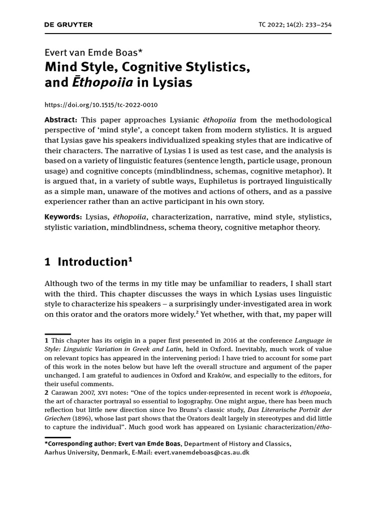 Van Emde Boas E - 2022 - Mind Style Cognitive Stylistics and Ethopoiia ...