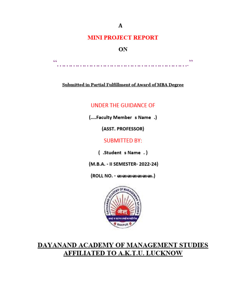 MBA Mini Project Report Guidelines | PDF | Psychology