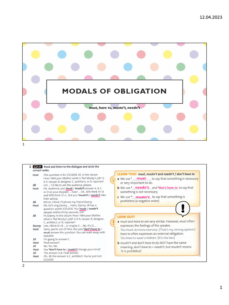 Obligation Modals PP | PDF