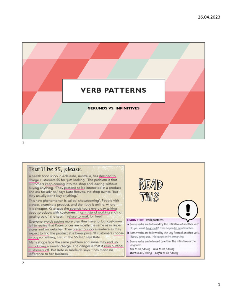 verb patterns PP | PDF | Verb | Syntax